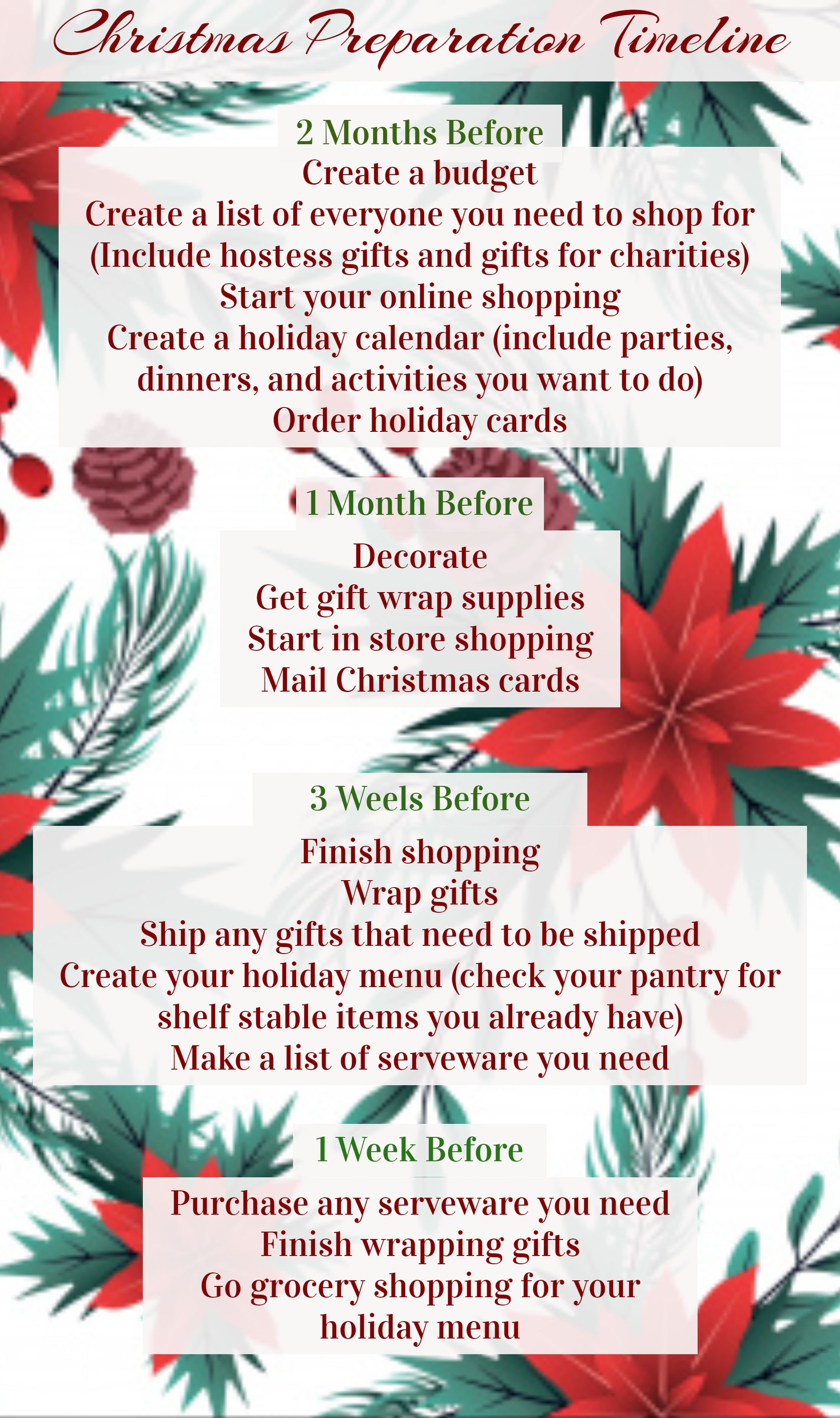 Christmas Preparation Timeline – Jericha Good